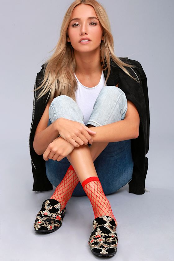 Free People Sugar Sugar Socks - Red Fishnet Socks - Lulus