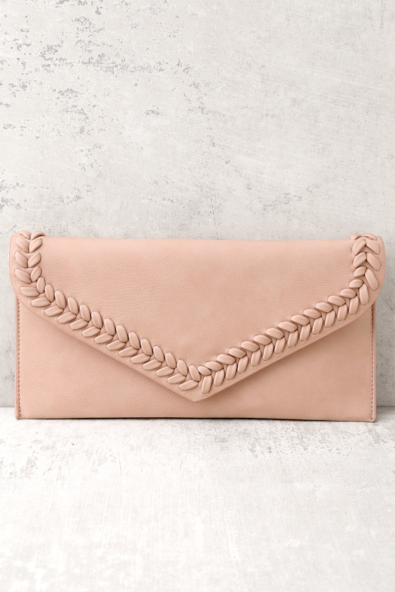 Cute Blush Pink Clutch - Woven Clutch - Vegan Leather Clutch - Lulus