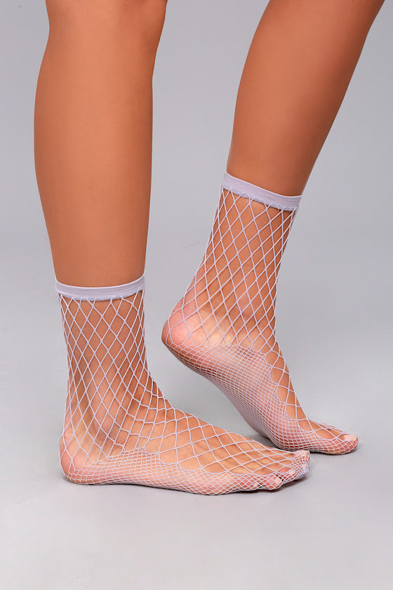 Free People Sugar Sugar Socks - Lavender Fishnet Socks
