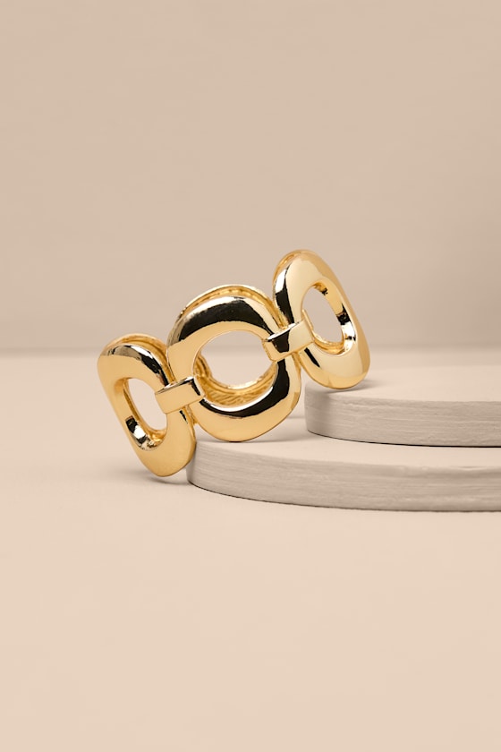 Gold Cuff Bracelet - Chain-Link Cuff Bracelet - Chunky Bracelet - Lulus