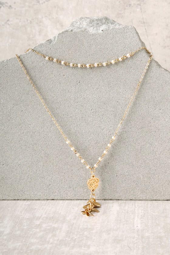 Cute Gold Necklace Layered Necklace - Beaded Necklace - Lulus