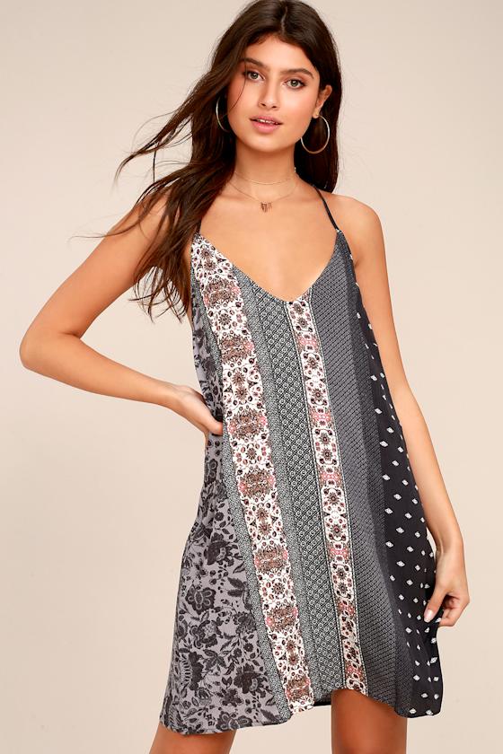 Sage the Label Joscelin - Denim Blue Print Swing Dress - Lulus