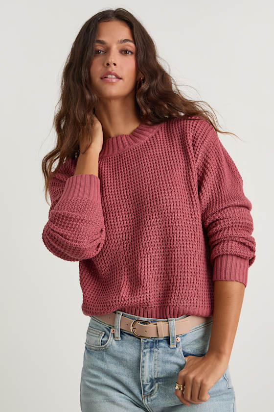 Cute Rose Pink Sweater - Pullover Sweater - Cropped Sweater Top - Lulus