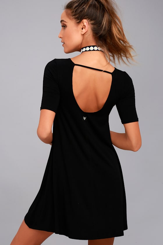 Billabong Nothing to Hide - Ribbed Black Dress - Swing Dress