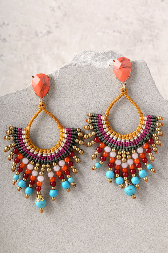 Boho Earrings - Multi Color Earrings - Beaded Earrings - Lulus