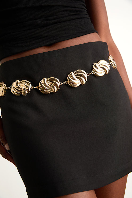 Gold Metal Chain Belt - Knotted Metal Belt - Gold Chain Link Belt - Lulus