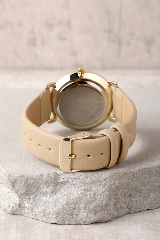 Chic Gold and Beige Watch - Vegan Leather Watch