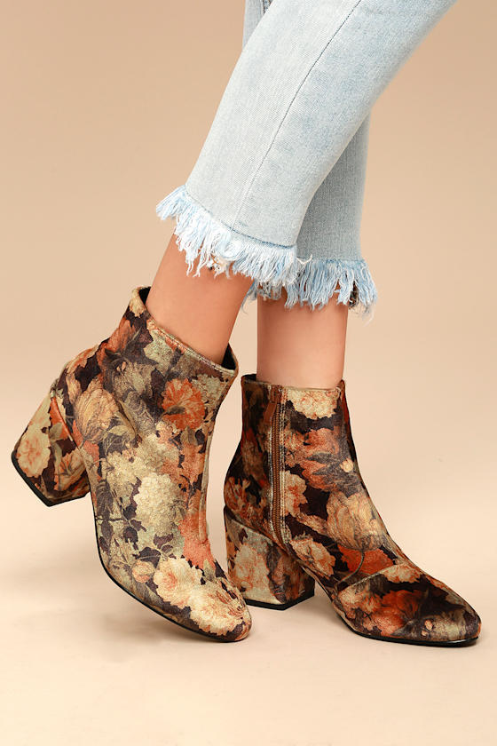 Chic Multi Velvet Ankle Booties - Snake Print Booties - Lulus