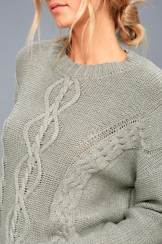 Cozy Grey Sweater - Knit Sweater - Cable Knit Sweater