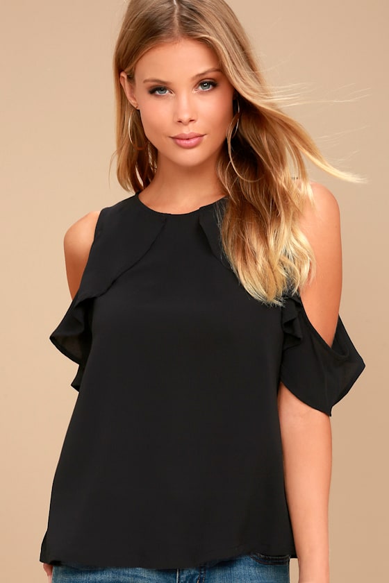 Cute Black Top - Off-the-Shoulder Top - Blouse - Lulus