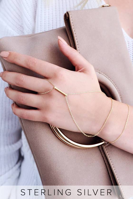 Pretty Gold Hand Chain - Gold Harness Bracelet - Lulus
