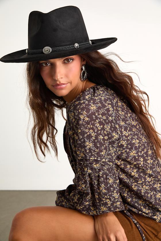 Black Western Hat - Braided Concho Cowboy Hat - Felted Fedora - Lulus