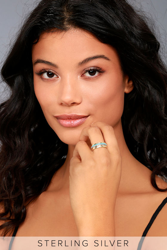 Multi Sterling Silver Ring Set - Turquoise Ring Set - Lulus