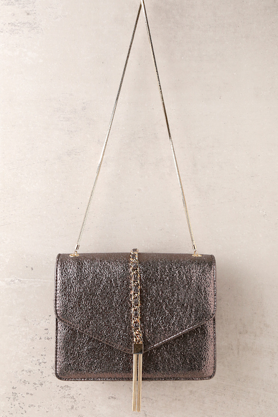 Stunning Metallic Gunmetal Purse - Vegan Leather Purse - Lulus