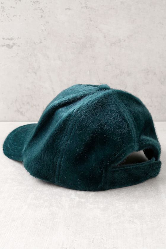 Chic Forest Green Hat - Faux Pony Fur Baseball Cap