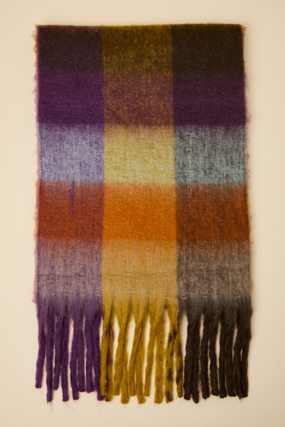 Dark Purple Multi Plaid Scarf - Oversized Scarf - Plaid Scarf - Lulus