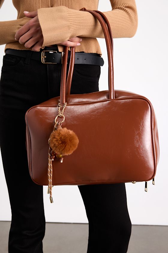 Brown Bowler Bag - Vegan Leather Bowler Bag - Rectangular Tote - Lulus