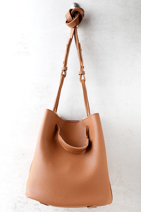 Cute Brown Bag - Bucket Bag - Vegan Leather Bag
