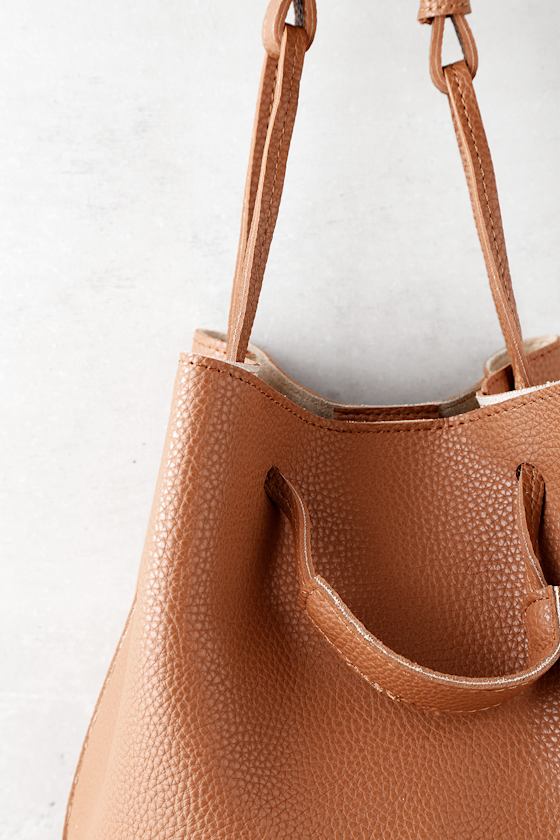 Cute Brown Bag - Bucket Bag - Vegan Leather Bag