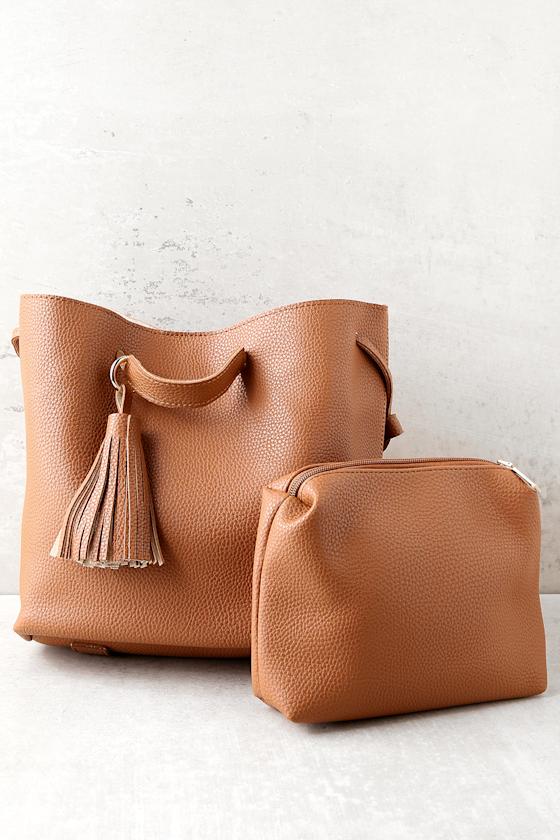 Cute Brown Bag - Bucket Bag - Vegan Leather Bag