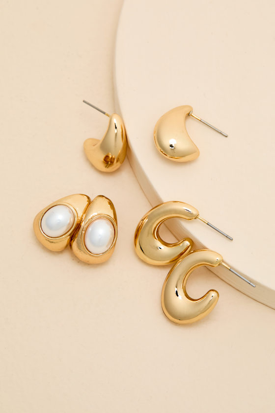 Gold 3PC Earring Set - Three-Piece Earring Set - Gold Jewelry Set - Lulus