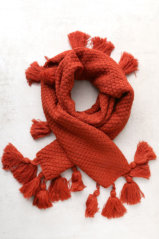 Cozy Red Scarf - Knit Scarf - Wide Scarf - Chunky Scarf - Lulus