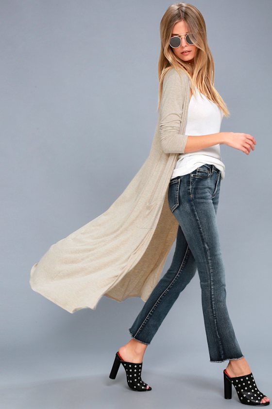 Chic Beige Cardigan Sweater - Longline Cardigan - Ribbed Duster - Lulus