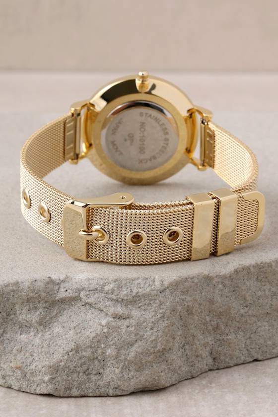 Chic Gold Watch - Mesh Band Watch - Gold and White Watch