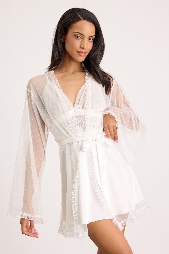 Ivory Sheer Robe - Sheer Mesh Robe - Mini Robe - Lingerie Robe - Lulus