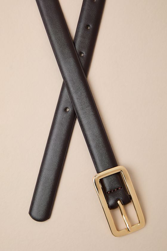 Billini Ada Belt - Dark Brown Skinny Belt - Rectangle Buckle Belt - Lulus