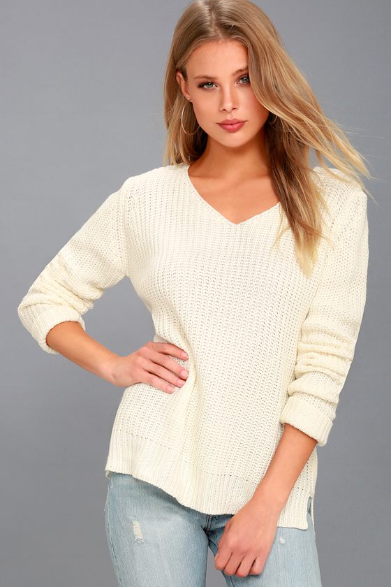 Cute Cream Sweater - Knit Sweater - Pullover Sweater - Lulus