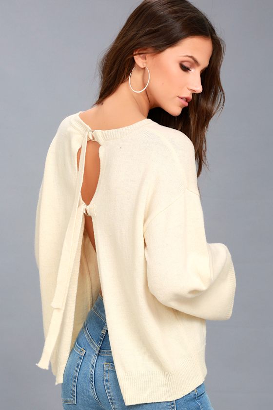 EVIDNT - Cream Backless Sweater Top - Buckle Back Sweater - Lulus