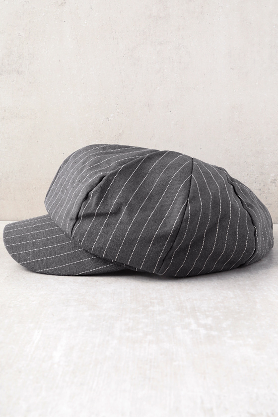 Trendy Grey Hat - Striped Baker Boy Cap - Striped Cap - Lulus