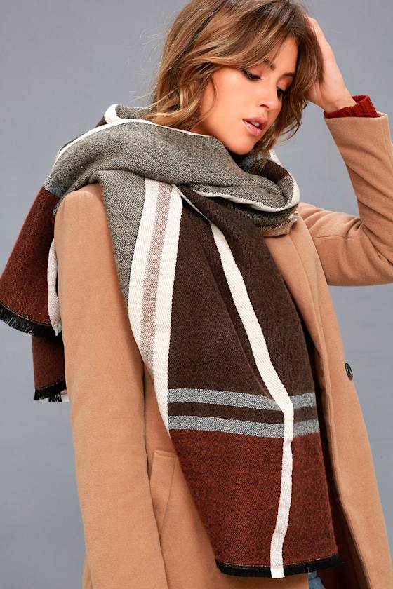 Cute Scarf - Plaid Scarf - Cozy Scarf - Brown and Red Scarf - Lulus