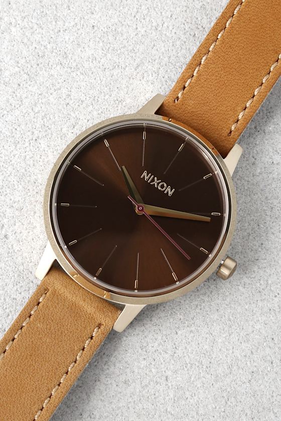 Nixon Kensington - Light Gold and Tan Watch - Leather Watch - Lulus
