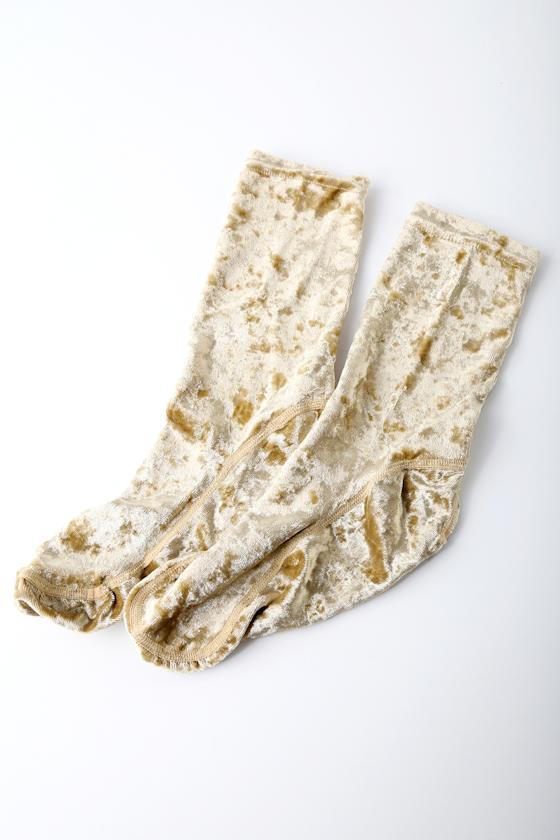 Free People Go Go Velvet Socks - Gold Velvet Socks - Lulus