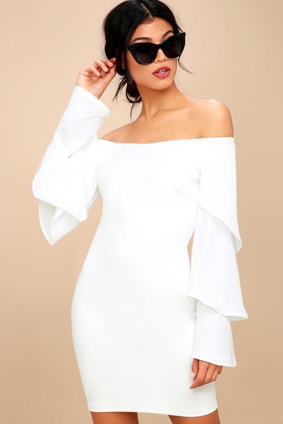 Sexy White Off The Shoulder Dress Bodycon Dress Lwd Lulus