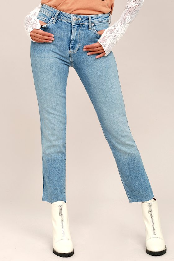 Free People Clean Girlfriend - Distressed Straight Leg Jeans - Lulus
