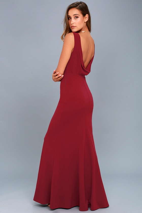 Lovely Wine Red Dress Maxi Dress Backless Dress Lulus