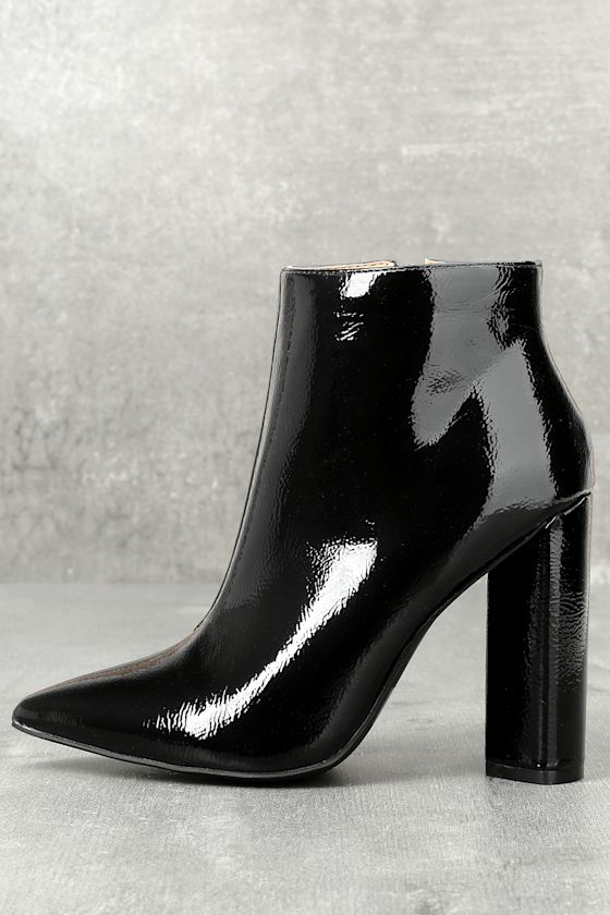 Chic Patent Booties - Black Booties - High Heel Booties - Lulus