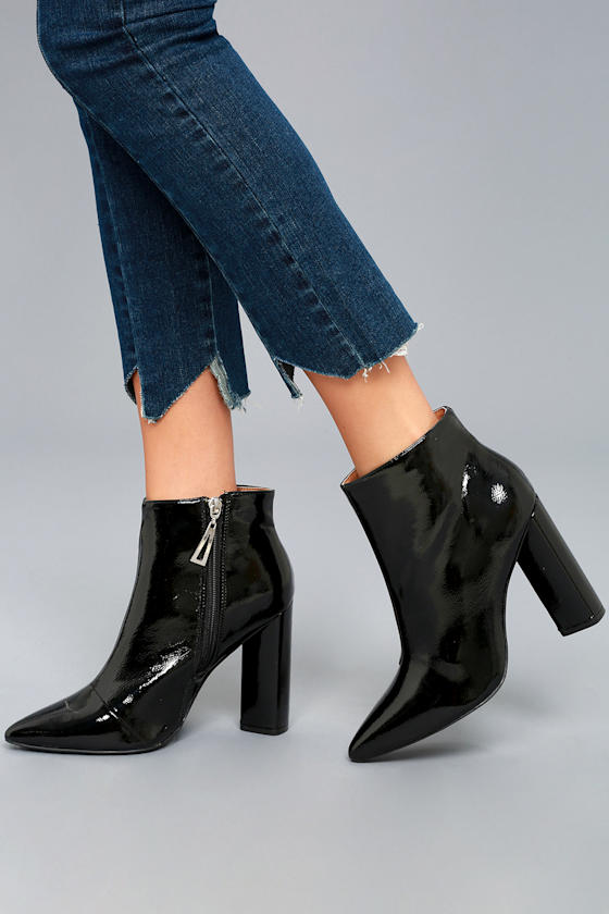 Chic Patent Booties - Black Booties - High Heel Booties - Lulus