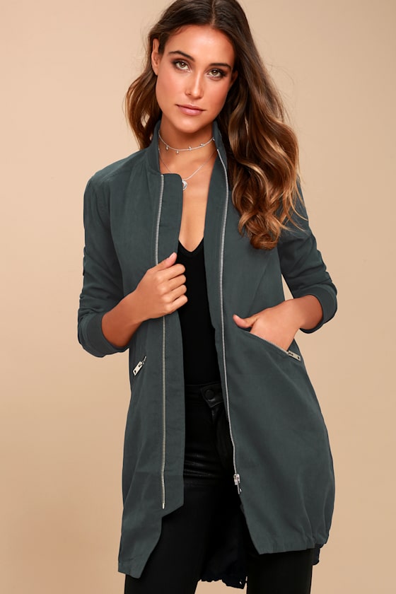 Cool Bomber Jacket - Teal Blue Jacket - Long Bomber Jacket - Lulus