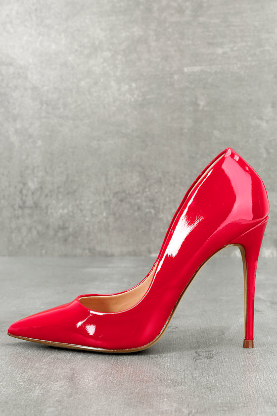 Steve Madden Daisie Pumps - Red Pumps - Patent Pumps - Lulus
