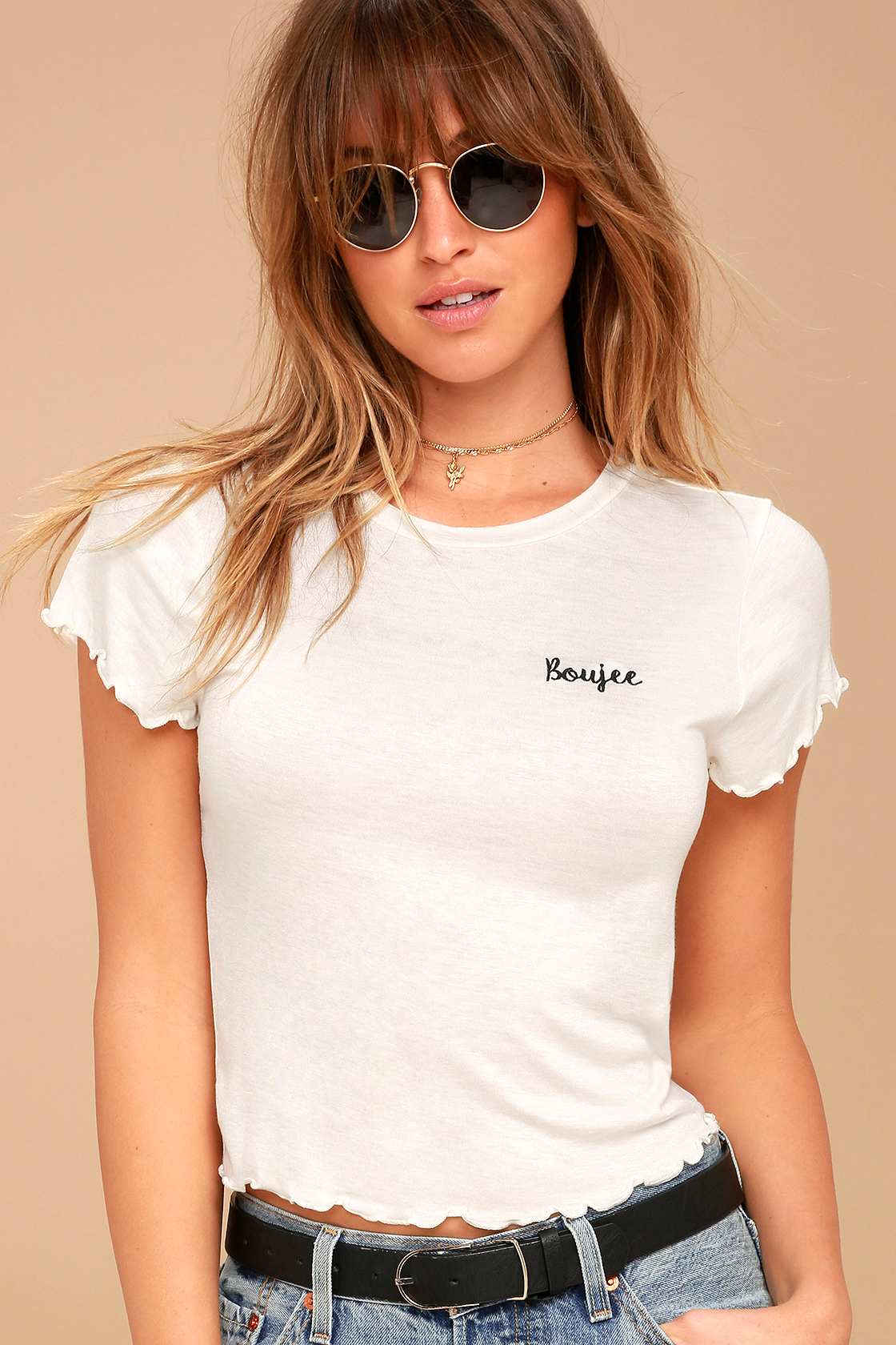 Sage the Label She Be Bad - Lettuce Hem Tee - Ivory Baby Tee - Lulus