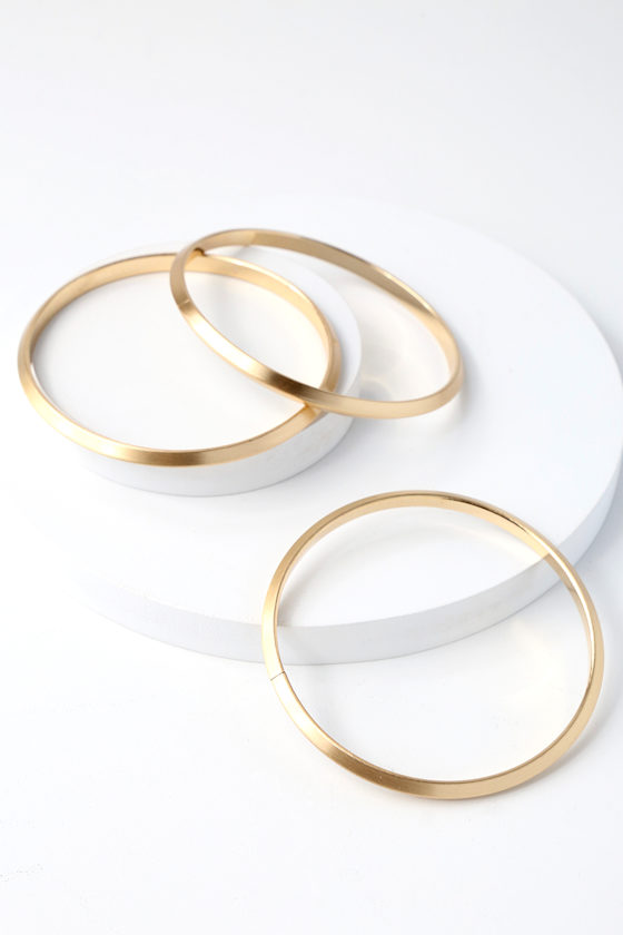 Classic Gold Bangle Set - Brushed Gold Bracelets