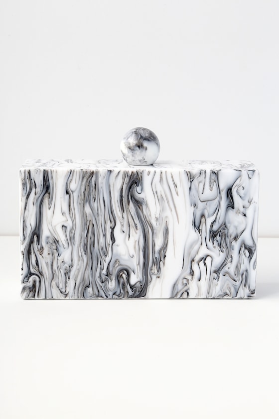 Chic White Marble Clutch - Acrylic Clutch - Box Clutch