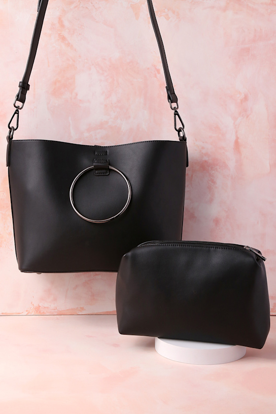 Chic Black Tote Bag - Ring Handle Tote Bag - Ring Handle Bag - Lulus