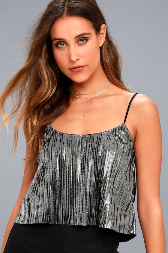 Stunning Silver Top - Pleated Top - Crop Top - Party Top - Lulus