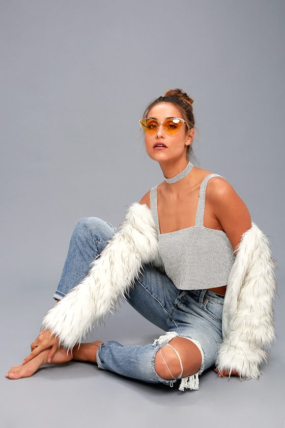 Sexy Silver Rhinestone Crop Top - Metal Rhinestone Top - Lulus