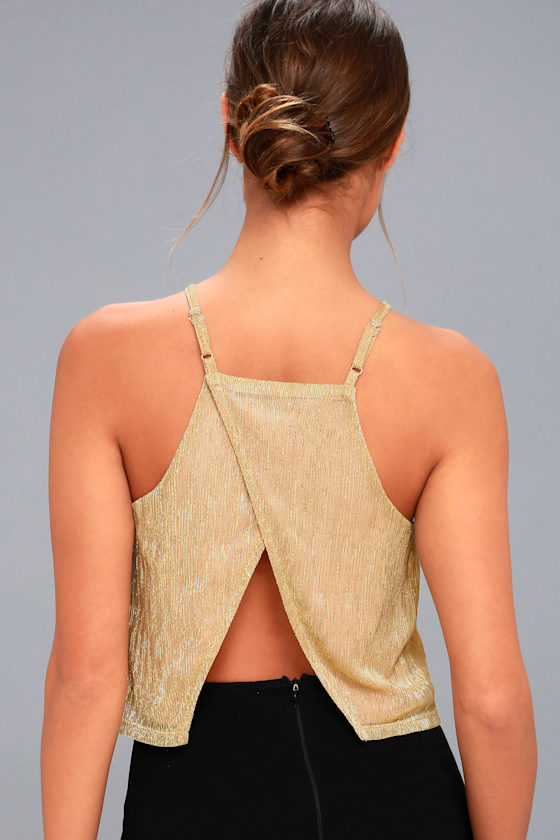 Stunning Gold Crop Top - Metallic Crop Top - Open-Back Top